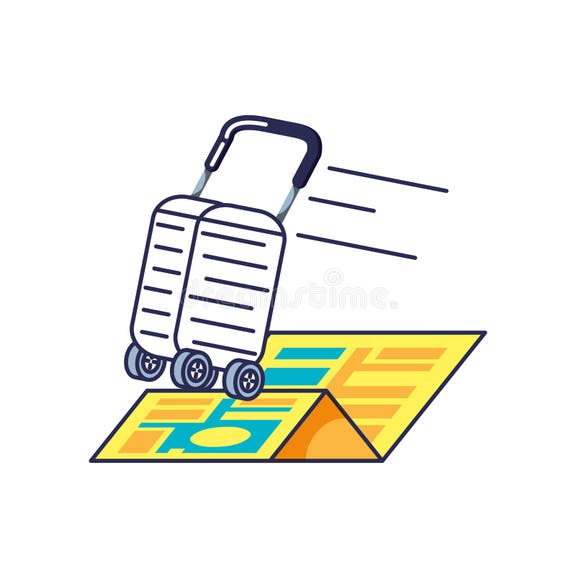 Suitcase with Wheels and Map Guide Location Stock Illustration ...