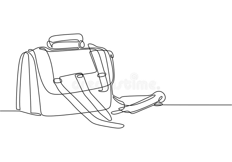 Suitcase Working Bag One Line Art Drawing. Continuous Outline Briefcase ...
