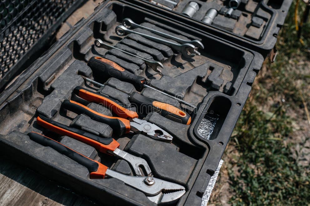 A Suitcase with Working Tools. Car Mechanics Stock Image - Image of ...