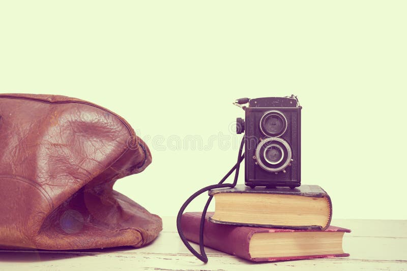 Suitcases with Books and Camera Stock Photo - Image of vintage, camera ...