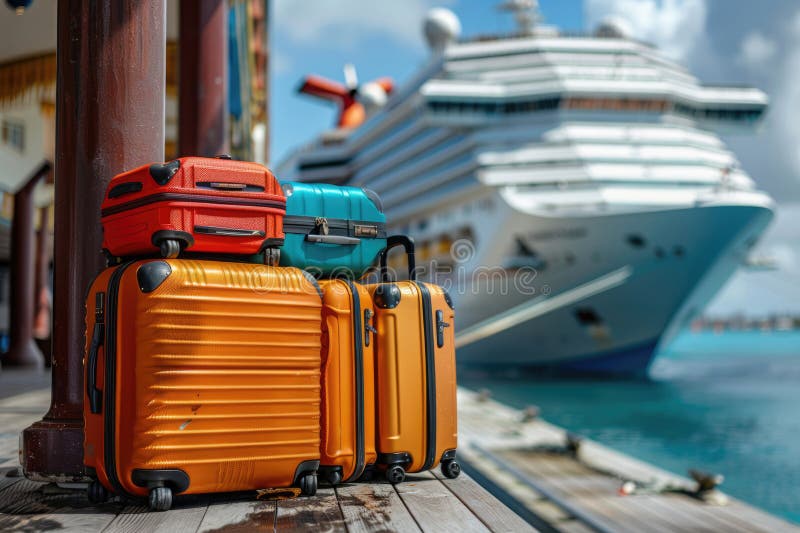 Suitcases with Luggage on the Background of a Ship Stock Photo - Image ...