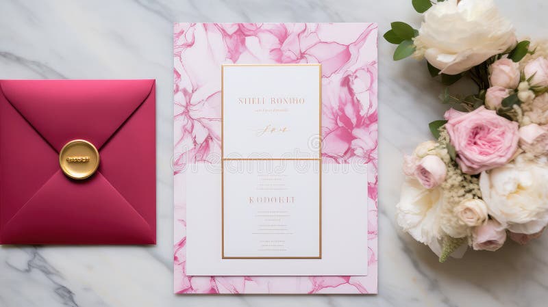 Suite pink and gold invite stock illustration. Illustration of ...