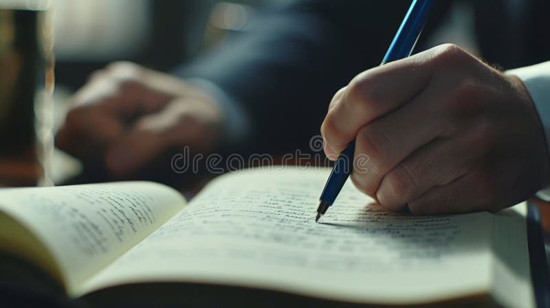A Suited Arm Writes in a Notebook beside Another Individual Taking ...