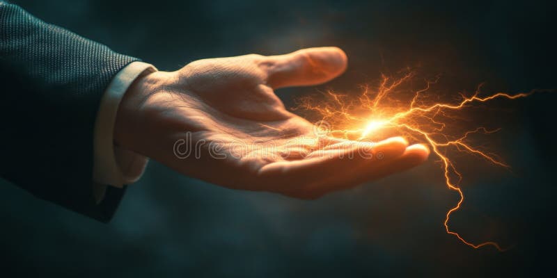 A Suited Hand Generates Electricity with Striking Lightning Effects in ...