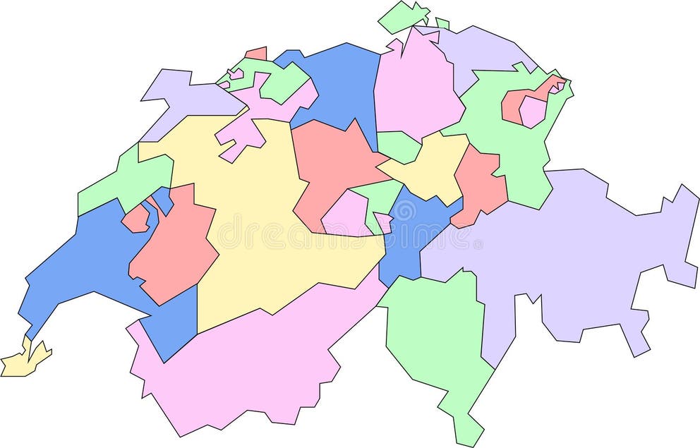 Map of Switzerland To Study with Outline Stock Vector - Illustration of ...