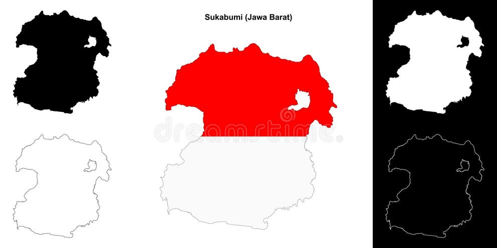 Sukabumi outline map stock vector. Illustration of atlas - 356965125