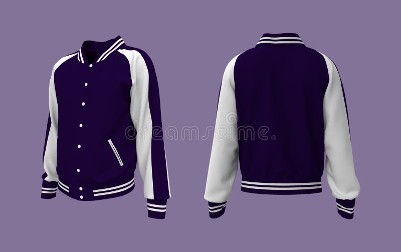 Sukajan Baseball Jacket Mockup in Front, Side and Back Views Stock ...