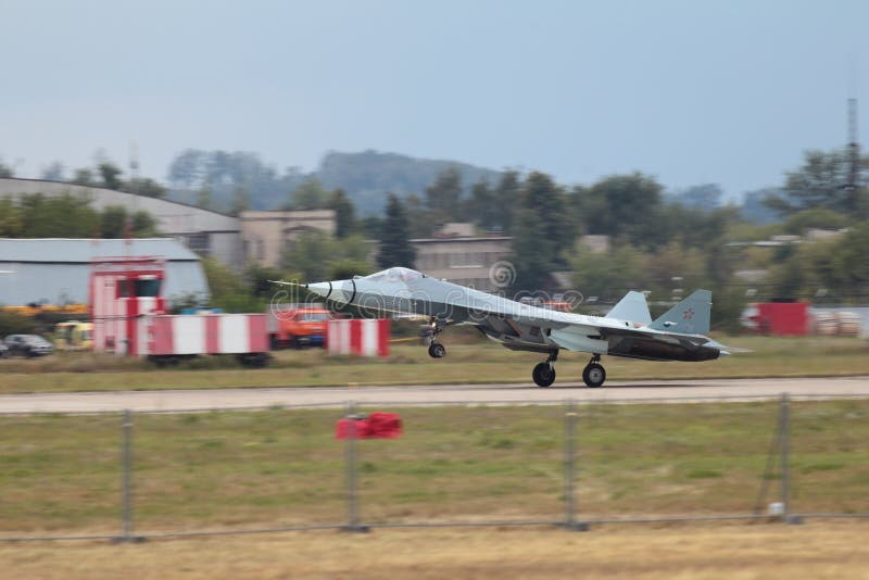 Sukhoi PAK FA T-50 editorial stock photo. Image of flying - 27683063
