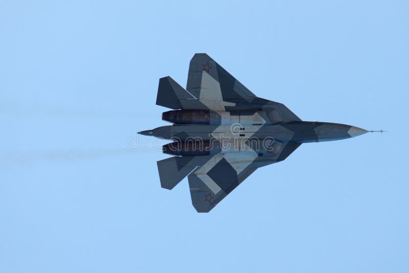 Sukhoi PAK FA T-50 Prototype, Side View Editorial Photo - Image of ...