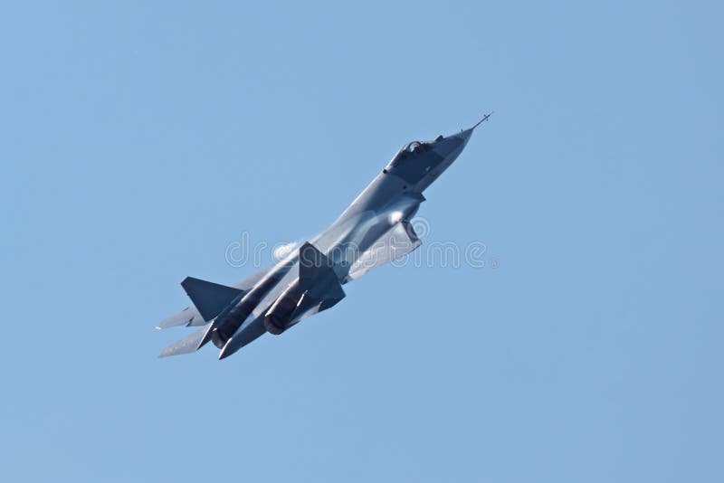 Sukhoi PAK FA T-50 Prototype, Side View Editorial Photo - Image of ...