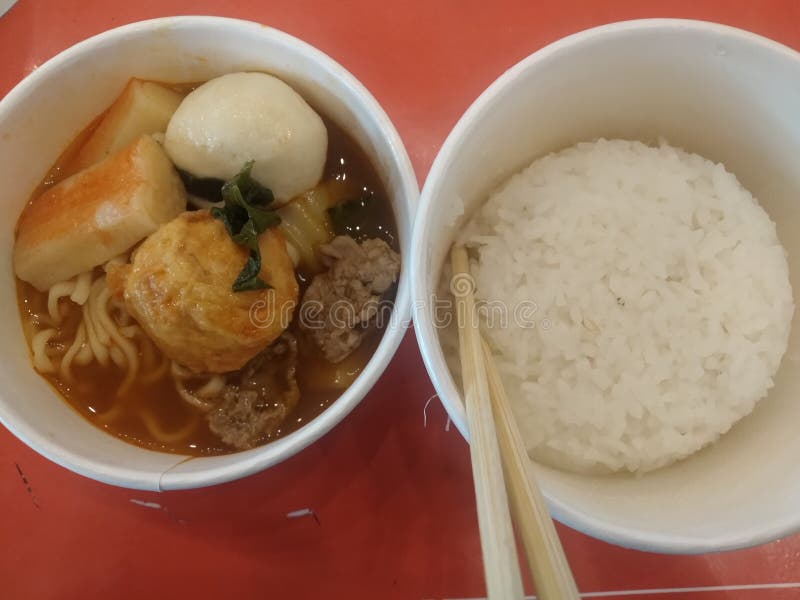 Suki Tomyum with White Rice Stock Image - Image of spaghetti, whitrice ...