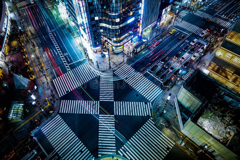 Sukiyabashi Intersection of Image Editorial Photo - Image of automobile ...