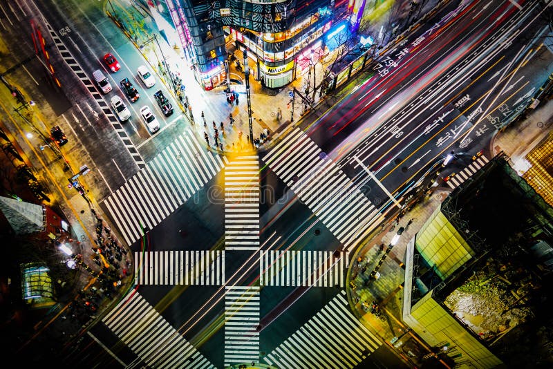 Sukiyabashi Intersection of Image Stock Image - Image of scene, person ...