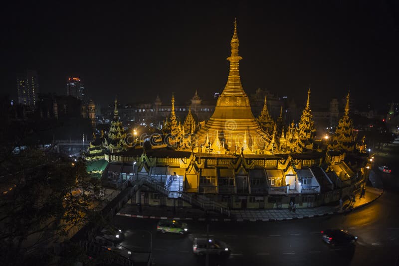 Sule Pagoda elevated view stock photo. Image of architecture - 48562600