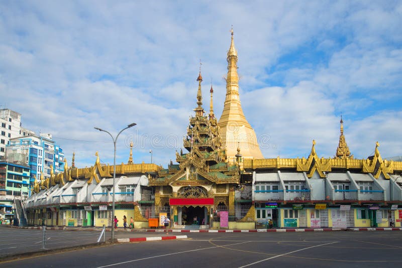 Stupa of Sule Pagoda at Twilight. Yangon. Myanmar Stock Image - Image ...