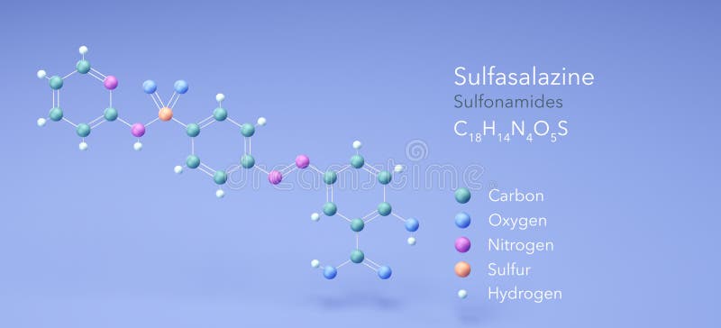 Sulfasalazine Molecule, Molecular Structures, Sulfonamides, 3d Model ...