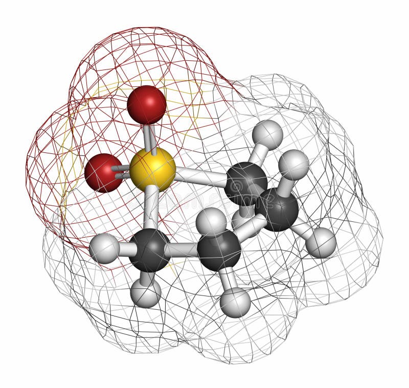 Sulfolane Industrial Solvent Molecule. Atoms are Represented As Spheres ...