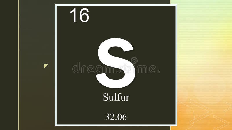 Sulfur Chemical Element Symbol on Black Yellow Solid and Gradient ...