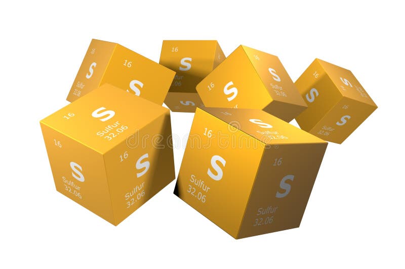 Sulfur, 3D Rendering of Symbols of the Elements of the Periodic Table ...