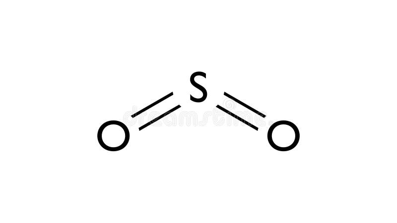 Sulfur Dioxide Molecule, Structural Chemical Formula, Ball-and-stick ...