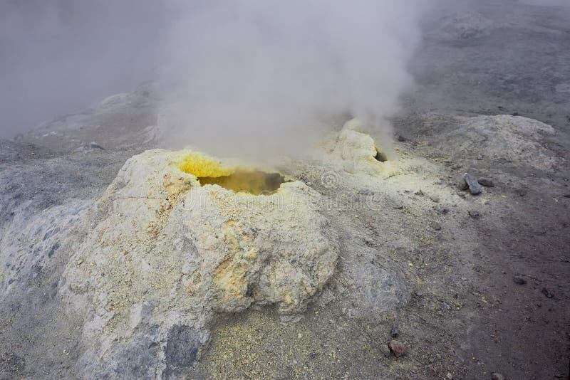 Sulfur Fumarole in Volcanic Crater Stock Photo - Image of fracture ...