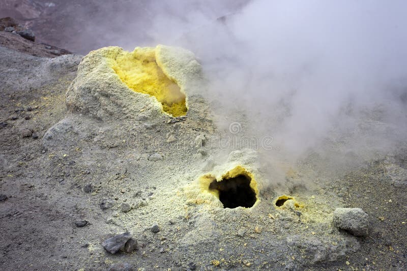Sulfur Fumarole in Active Volcanic Crater Stock Image - Image of mist ...