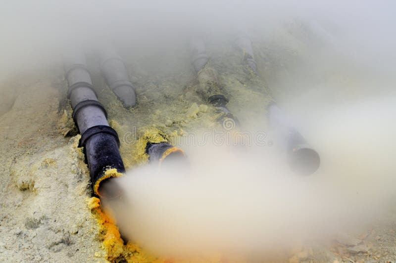 Sulfur mining pipe stock image. Image of lake, fumes - 64290667