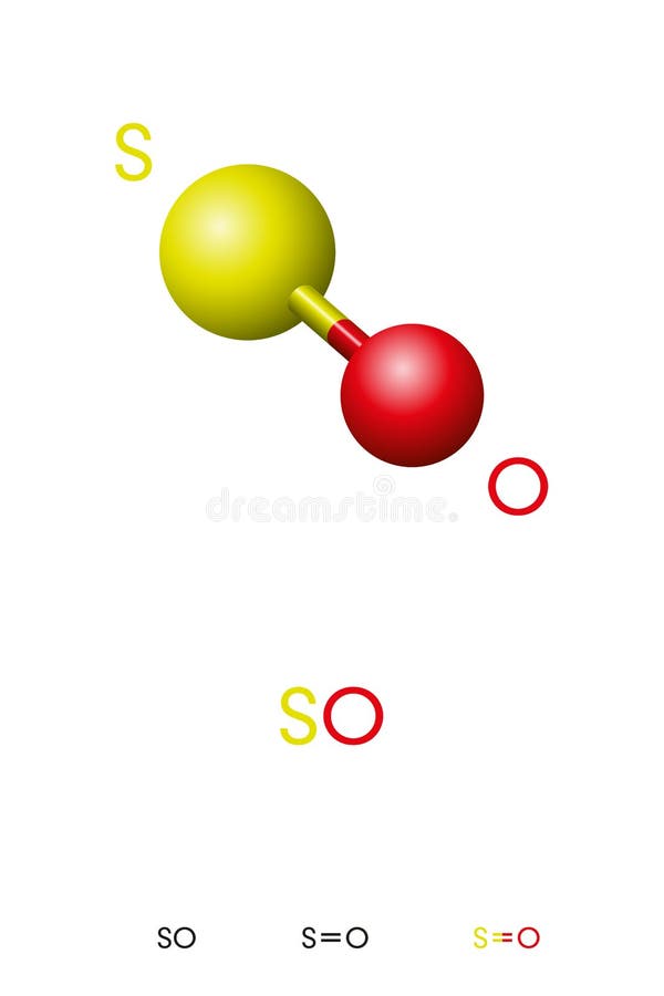 Sulfur Monoxide, so, Molecule Model and Chemical Formula Stock Vector ...