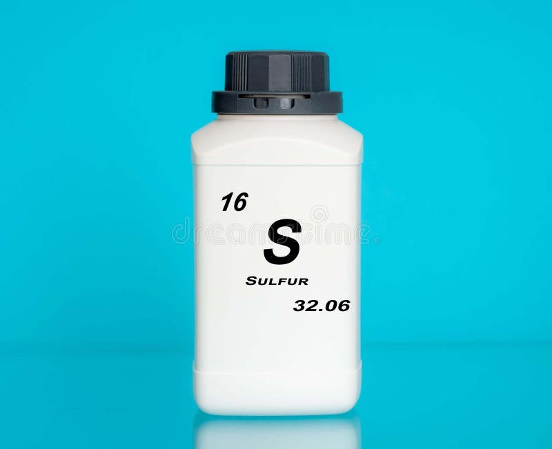Sulfur S Chemical Element in a Laboratory Plastic Container Stock Photo ...