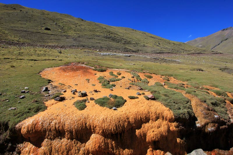 Sulfur Stream in the Andean Mountains of Peru Stock Photo - Image of ...