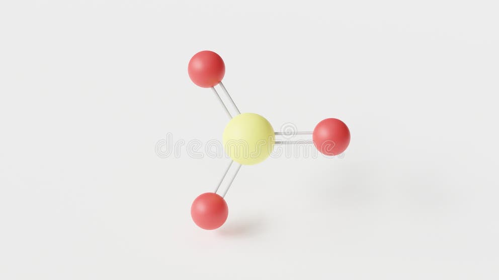 Sulfur Trioxide Molecule 3d, Molecular Structure, Ball and Stick Model ...