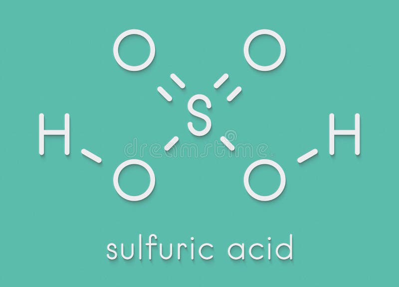 Sulfuric Acid H2SO4 Strong Mineral Acid Molecule. Skeletal Formula ...