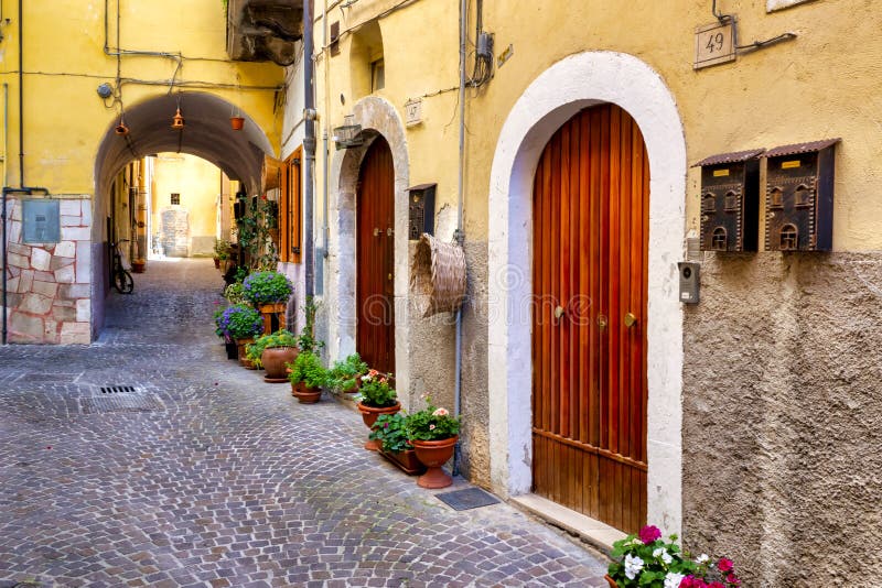 Sulmona stock image. Image of centre, buildings, road - 251777123