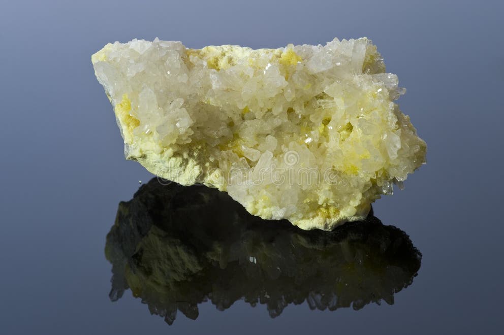 Sulphur and Quartz Crystals. Stock Image - Image of cluster, pointed ...