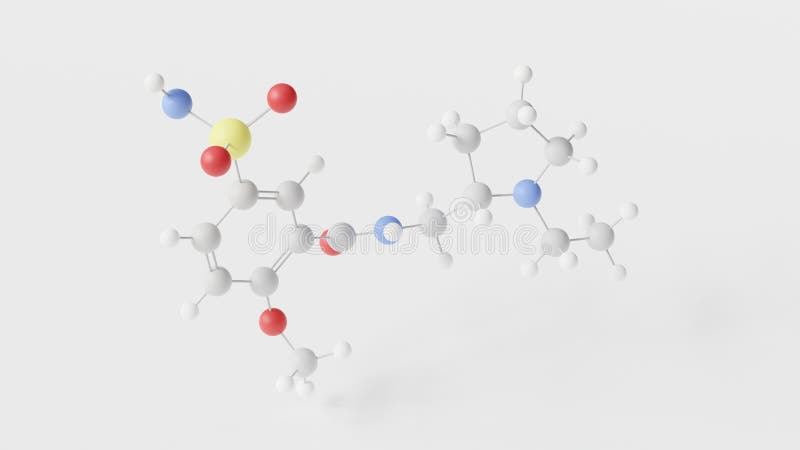 Sulpiride Molecule 3d, Molecular Structure, Ball and Stick Model ...