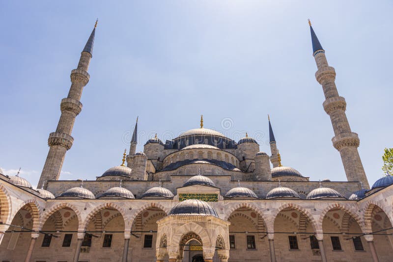 The Sultan Ahmet Mosque or Blue Mosque Close Up Front View from the ...
