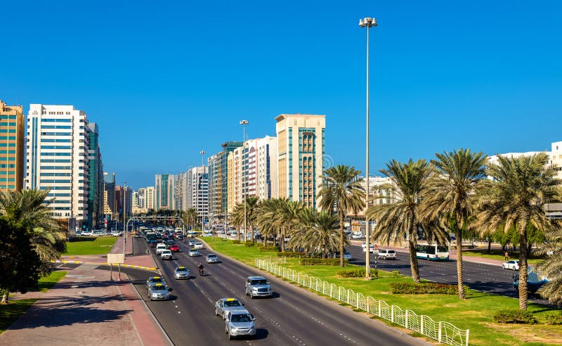 Sultan Bin Zayed the First Street in Abu Dhabi Stock Image - Image of ...