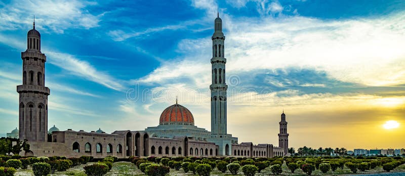 Sultan Qaboos Grand Mosque in Muscat, Oman Stock Image - Image of ...