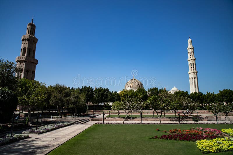 Sultan Qaboos Grand Mosque, Muscat, Oman Stock Photo - Image of arabia ...