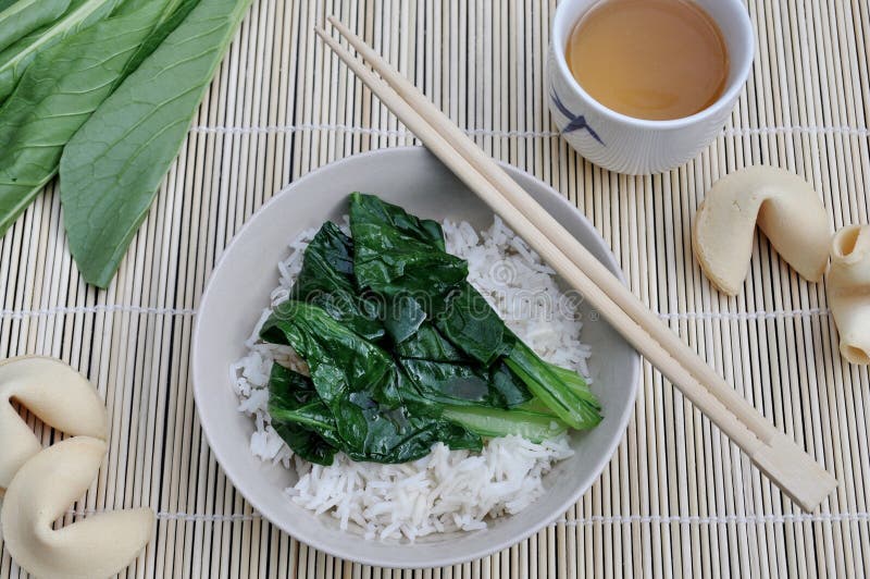 Sum Choy on Steamed Rice stock photo. Image of fortune - 20467796