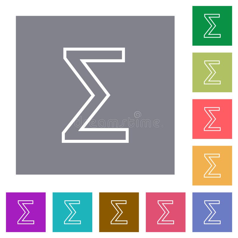 Sum Symbol Outline Flat Icons on Color Rounded Square Backgrounds Stock ...