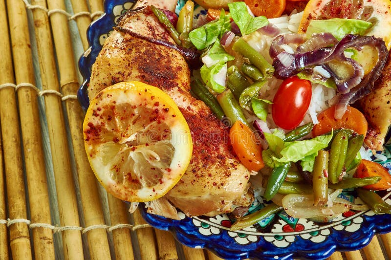 Sumac Chicken and Rice stock image. Image of bread, carrot - 178663031