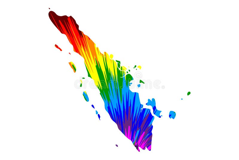 Sumatra - Map is Designed Rainbow Abstract Colorful Pattern, Sumatra ...