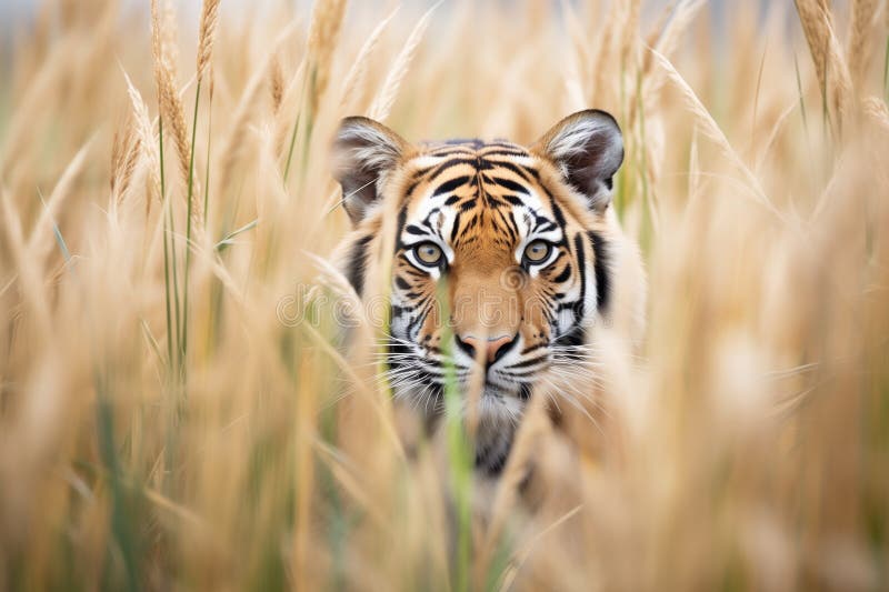 Sumatran Tiger Camouflaged among Tall Grasses Stock Image - Image of ...