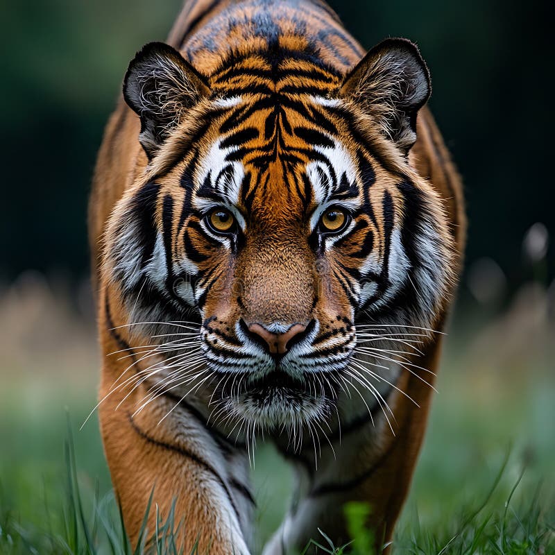 A Sumatran Tiger Stares Directly at the Viewer with Intensity Stock ...