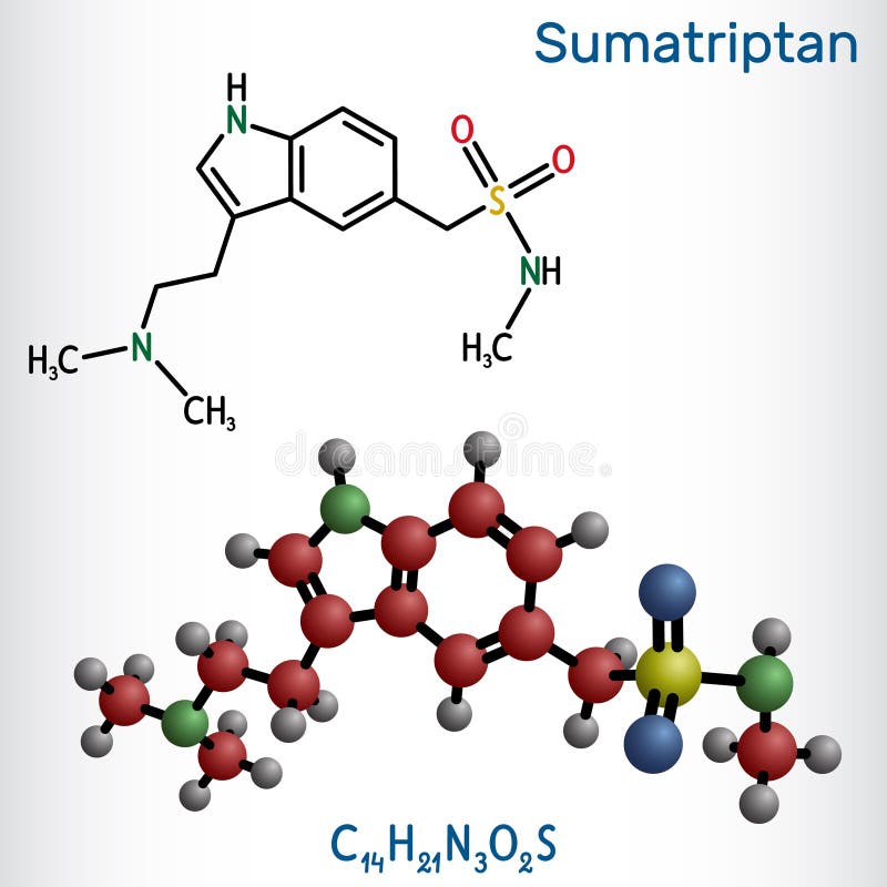 Sumatriptan Molecule 3d Molecular Structure Ball And Stick Model