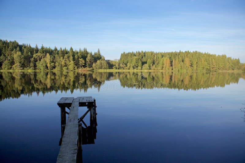 Sumava lake stock image. Image of green, evening, reflection - 78153003