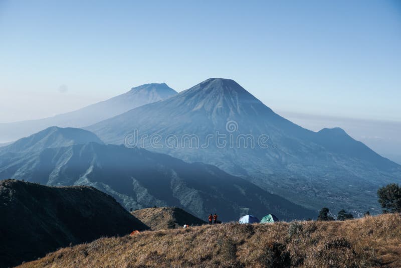 Sumbing and Sindoro Mountains from Mount Prau in Wonosobo, Indonesia ...
