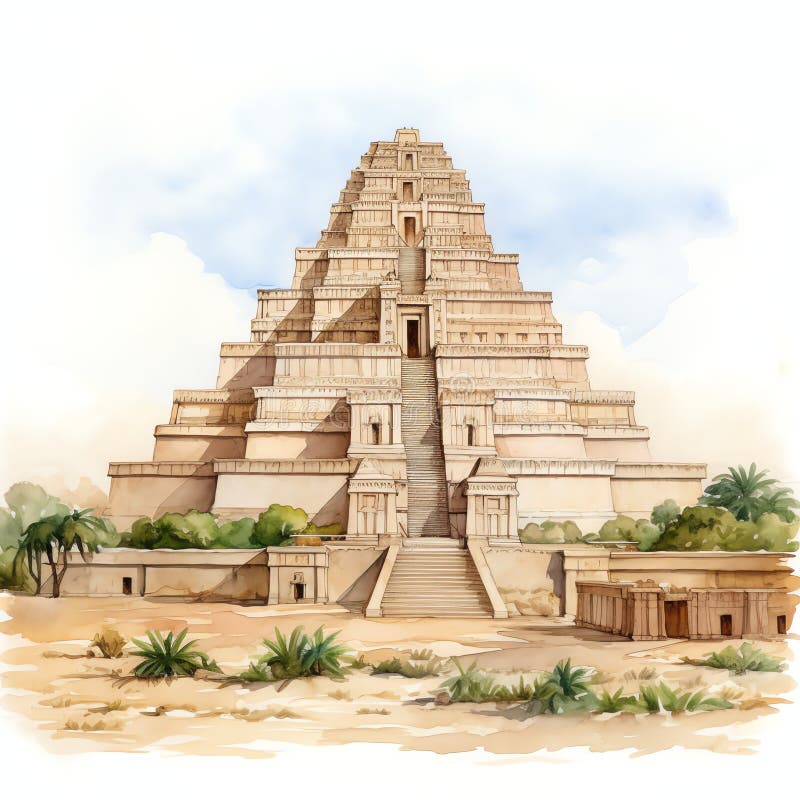 Sumerian Temple Complex with a Ziggurat at Its Center Illustration ...