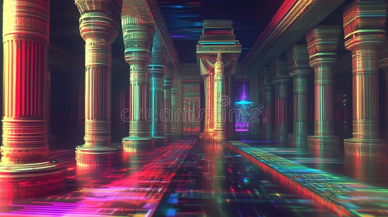 Sumerian Temple Floats in Interdimensional Space Filled with Vibrant ...